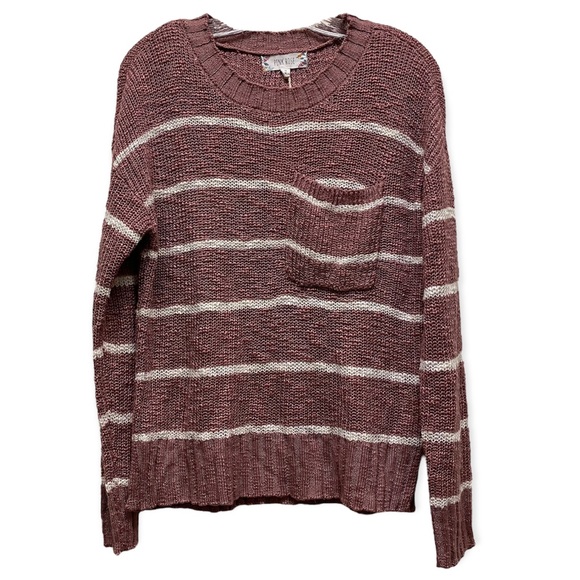 Pink Rose | Sweaters | Pink Rose Striped Cable Knit Pocket Pullover ...